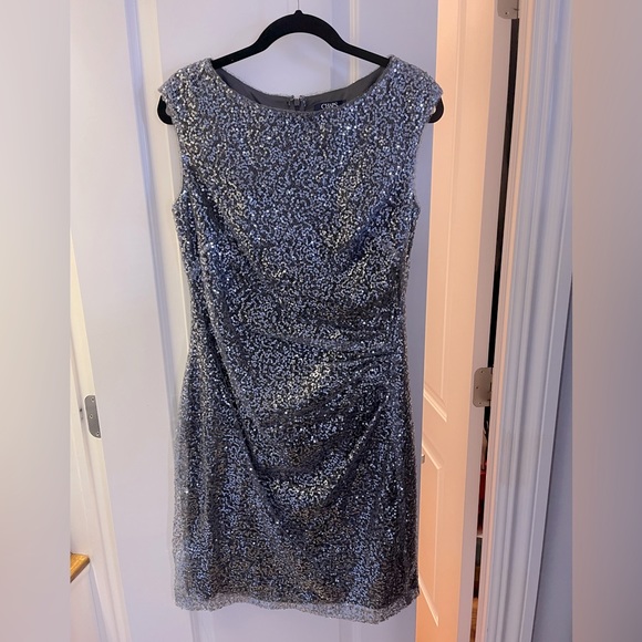 Chaps | Dresses | Chaps Silver Sequin Dress | Poshmark